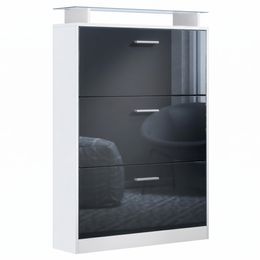Vladon SCHUHSCHRANK Lavia Front in Schwarz Hochglanz