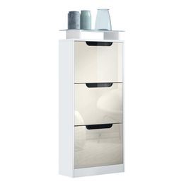 Vladon SCHUHSCHRANK Space Creme Hochglanz