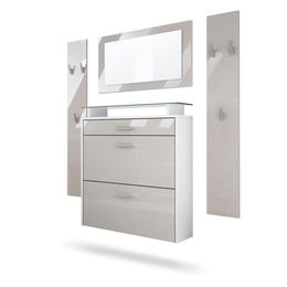 Vladon GARDEROBE Malea Front in Sandgrau Hochglanz