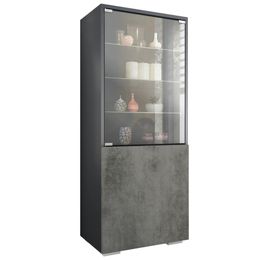 Vladon VITRINE Granada Beton Dunkel Optik