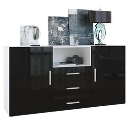 Vladon SIDEBOARD Skadu Front in Schwarz Hochglanz