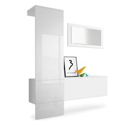 Vladon GARDEROBE Carlton Paneel in Wei&szlig; Hochglanz