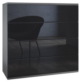 Vladon KOMMODE Pavos Schwarz Hochglanz