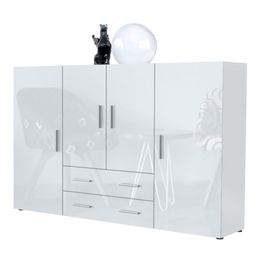Vladon HIGHBOARD Nora Front in Wei&szlig; Hochglanz