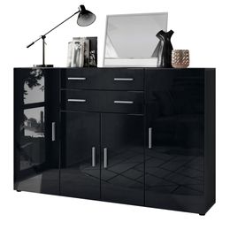 Vladon HIGHBOARD Aron Fronten in Schwarz Hochglanz