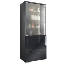 Vladon VITRINE Granada Schwarz Hochglanz