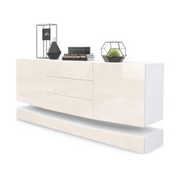 Vladon SIDEBOARD City Fronten in Creme Hochglanz