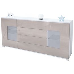 Vladon SIDEBOARD Gr&ouml;mitz Sandgrau Hochglanz