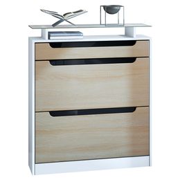Vladon SCHUHSCHRANK Fiesta Eiche s&auml;gerau / Schwarz Hochglanz