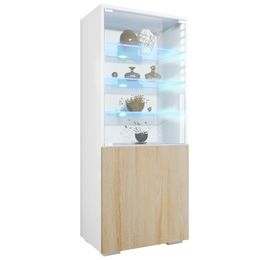 Vladon VITRINE Granada Eiche s&auml;gerau
