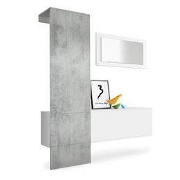 Vladon GARDEROBE Carlton Paneel in Beton Oxid Optik