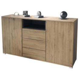 Vladon SIDEBOARD Skadu Schwarz Hochglanz