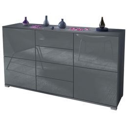 Vladon SIDEBOARD Rova Grau Hochglanz