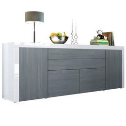 Vladon SIDEBOARD La Paz Avola-Anthrazit / Wei&szlig; Hochglanz