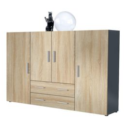Vladon HIGHBOARD Nora T&uuml;ren in Eiche s&auml;gerau