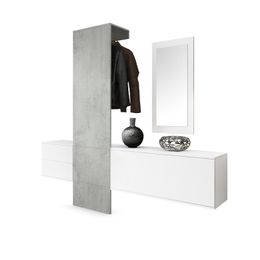 Vladon GARDEROBE Carlton Paneel in Beton Oxid Optik