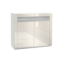 Vladon KOMMODE Valencia Creme Hochglanz / Creme Hochglanz