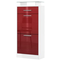 Vladon SCHUHSCHRANK Loret Front in Bordeaux Hochglanz