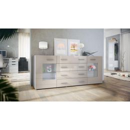 Vladon SIDEBOARD Noah Sandgrau Hochglanz