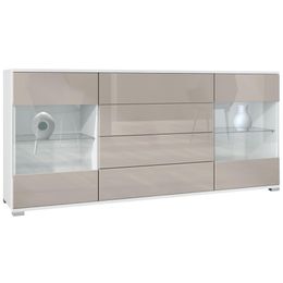 Vladon SIDEBOARD Bari Sandgrau Hochglanz