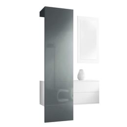 Vladon GARDEROBE Carlton Paneel in Grau Hochglanz