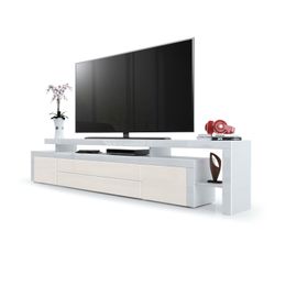 Vladon LOWBOARD Leon Creme Hochglanz / Wei&szlig; Hochglanz