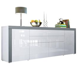 Vladon SIDEBOARD La Paz Wei&szlig; Hochglanz / Avola-Anthrazit