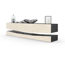 Vladon LOWBOARD City Fronten in Creme Hochglanz