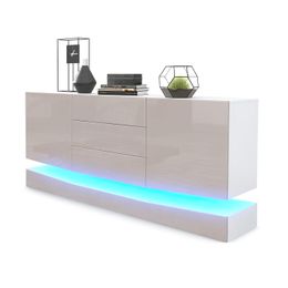 Vladon SIDEBOARD City Fronten in Sandgrau Hochglanz