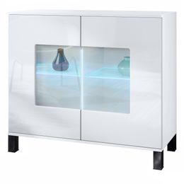 Vladon KOMMODE Gr&ouml;mitz Wei&szlig; Hochglanz