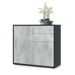 Vladon KOMMODE Ben Front in Beton Oxid Optik