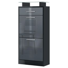 Vladon SCHUHSCHRANK Loret Front in Grau Hochglanz