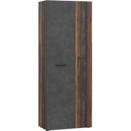 Schuhschrank FORTE "NET306", grau (old, vintage, betonoptik dunkelgrau), B:68,7cm H:181,1cm T:36,5cm, Holzwerkstoff, Schr&auml;nke, Schuhschrank, Schuhschrank, inklusive Einlegb&ouml;den, verschiedene Dekore