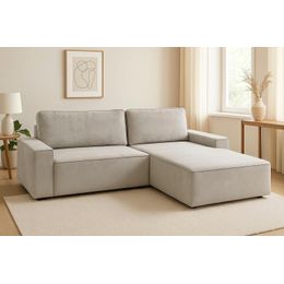 Ecksofa Trendmanufaktur "Challenge, Schlafsofa mit Bettkasten, Couch in L-Form, Breite 245 cm", beige (cannoli cream), B:246cm H:98cm T:168cm, 88% Polyester / 12% Nylon, Sofas, Ecksofa, Recamiere beidseitig montierbar, auch in trendigem Cordstoff