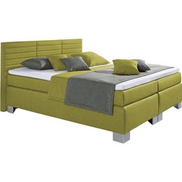 Boxspringbett Hapo "ATLANTA mit hohem Kopfteil", gr&uuml;n, B:190cm L:210cm, Komplettbetten, Boxspringbett, erh&auml;ltlich in verschiedenen Breiten, Farben & Matratzenarten