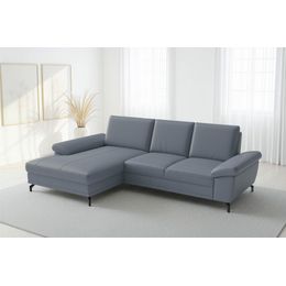 Sit & More Ecksofa SIT & MORE "Chelsea L-Form, B: 264 cm, Leder", graublau, B:264cm H:89cm T:174cm, Sofas, Ecksofa, optional mit Bettfunktion und Bettkasten