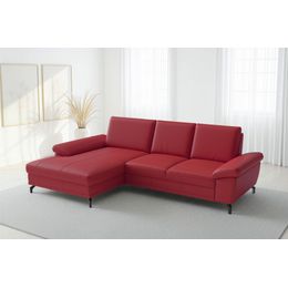 Sit & More Ecksofa SIT & MORE "Chelsea L-Form, B: 264 cm, Leder", feuerrot, B:264cm H:89cm T:174cm, Sofas, Ecksofa, optional mit Bettfunktion und Bettkasten