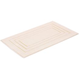 Badematte Vossen "Feeling" Gr. 4, beige (elfenbeinfarben), H:10mm, Baumwolle, Badematten, Badematte, Badteppich, Uni-Farben, mit Bord&uuml;re, Hoch-Tief Effekt, reine Baumwolle
