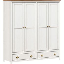 M&ouml;bilia Kleiderschrank M&Ouml;BILIA "Salgen", braun (wei&szlig;, braun), B:176cm H:185cm T:54cm, Massivholz, Schr&auml;nke, Kleiderschrank Dreht&uuml;renschrank, im Landhaus-Stil