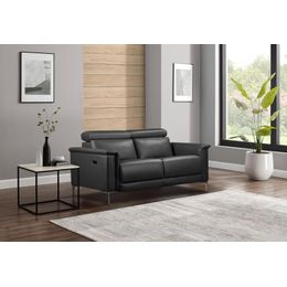 2-Sitzer OTTO HOME "Lund, mit Relaxfunktion und Kopfteilverstellung", grau, B:160cm H:97cm T:100cm, Echtleder 100% Echtleder;Kunstleder 100% Polyurethan, Sofas, manuell od. elektrisch (m.USB-C), Echtleder, Kunstleder, Webstoff