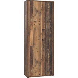 Schuhschrank FORTE "Tempra, Mehrzweckschrank, 2 T&uuml;ren, Einlegeb&ouml;den, H&ouml;he 197,5 cm", braun (old wood vintage), B:73,7cm H:197,5cm T:34,8cm, Dekorfolie, FSC-zertifizierter Holzwerkstoff, Schr&auml;nke, Schuhschrank, Breite 73,7 cm