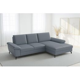 Sit & More Ecksofa SIT & MORE "Chelsea L-Form, B: 264 cm, Leder", graublau, B:264cm H:89cm T:174cm, Sofas, Ecksofa, optional mit Bettfunktion und Bettkasten