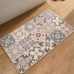 Badematte Gino Falcone "Aquata GF-160, Badvorleger, Badezimmer Teppich", beige, H:7mm, Kunstfaser, Badematten, Badematte, Badteppich, bedruckt, Fliesen Optik, rechteckig