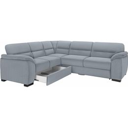 Sit & More Ecksofa SIT & MORE "Montego L-Form, B: 255 cm", grau (hellgrau), B:255cm H:88cm T:225cm, Luxus-Microfaser (90% Polyester, 10% Polyamid);Struktur (100% Polyester);Luxus-Microfaser ALTARA NUBUCK (100% Polyester), Sofas, Ecksofa, wahlweise mit Bettfunktion und Schubkasten