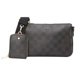 JOOP! Umh&auml;ngetasche JOOP "cortina piazza jasmina shoulderbag shz", Damen, Gr. B/H/T: 22cm x 15cm x 6cm, braun (dunkelbraun), Lederimitat, Taschen Umh&auml;ngetasche, mit abnehmbarer Rei&szlig;verschluss-M&uuml;nztasche