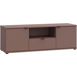 Lowboard FORTE "Ganymede", orange (terracotta), B:129,8cm H:43,9cm T:41,3cm, Holzwerkstoff, Sideboards, Lowboard, TV Board, Stauraum, Schublade; Metallgriffe, Kabelf&uuml;hrung