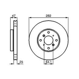 Bosch Bremsscheibe 0986478982 innenbel&uuml;ftet 282mm 25mm f&uuml;r HONDA
