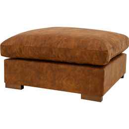Polsterhocker Home Affaire "Coray", braun (cognac), B:92cm H:47cm T:92cm, 100% PES, Hocker, Polsterhocker, mit Federn und Daunen