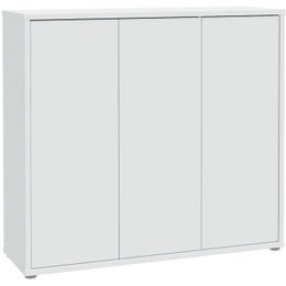 Schuhschrank FORTE "Alice Springs, Schuhschrank, Platz f&uuml;r 20 Paar Schuhe, 3 T&uuml;ren", wei&szlig; (secret grau), B:109,2cm H:99,1cm T:34,9cm, Holzwerkstoff, Schr&auml;nke, Schuhschrank, Stauraumschrank, Mehrzweckschrank, grifflose Front, Push to open