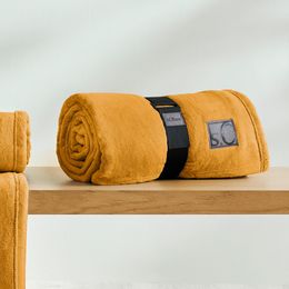 Wohndecke s.Oliver "s.Oliver Decke Kuschelsoft", gelb, B:150cm L:200cm, Polyester, Wohndecken, Wohndecke, 150 x 200 cm, in bunten Farben, weich, 330g/m&sup2;